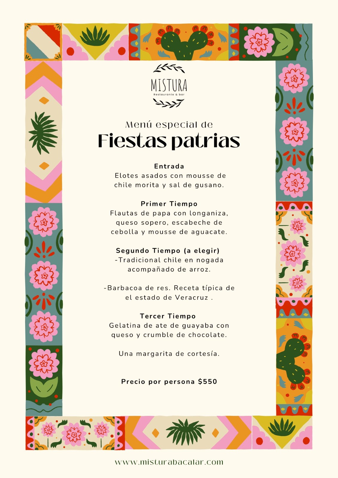Menu especial fiestas patrias en Bacalar - SOY BACALAR